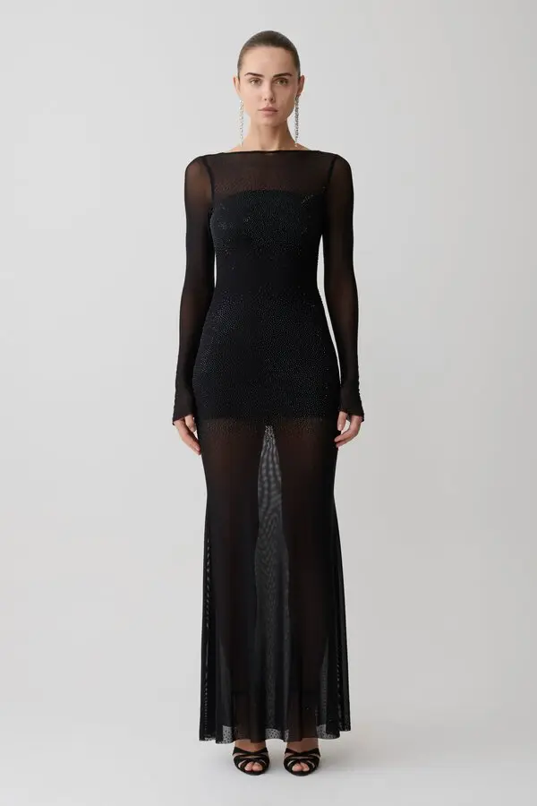 Meshki Lior Mesh Maxi Dress With Hotfix
