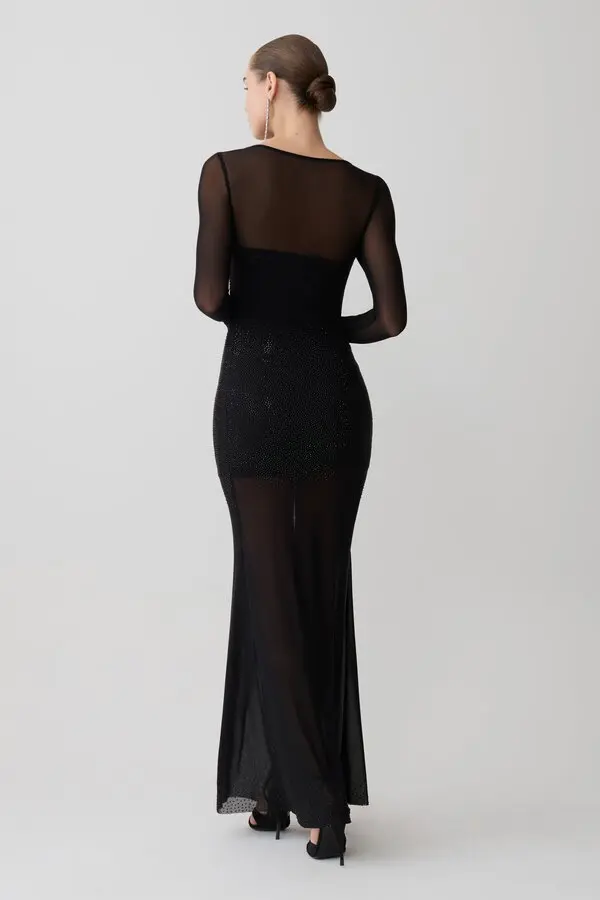 Meshki Lior Mesh Maxi Dress With Hotfix