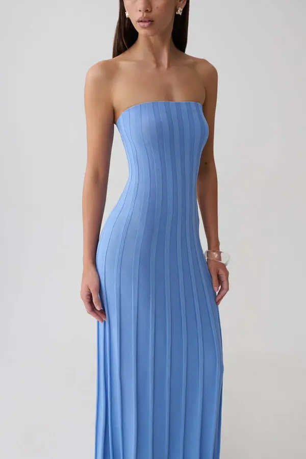 Meshki Pia Ribbed Strapless Maxi Dress