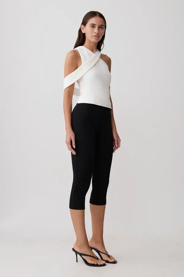 Meshki Sable Crossover Crepe Halter Top