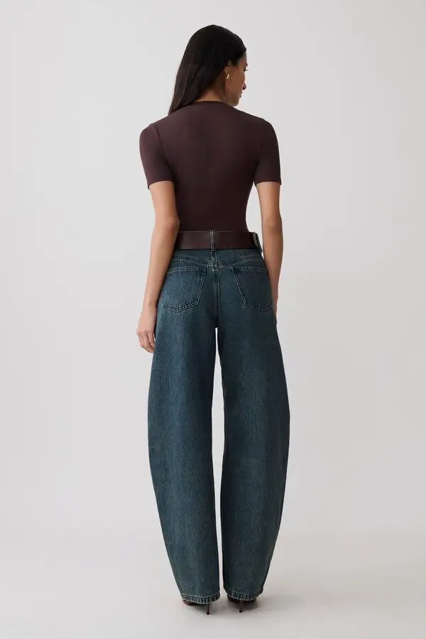 Meshki Janelle High V Neck Short Sleeve Top