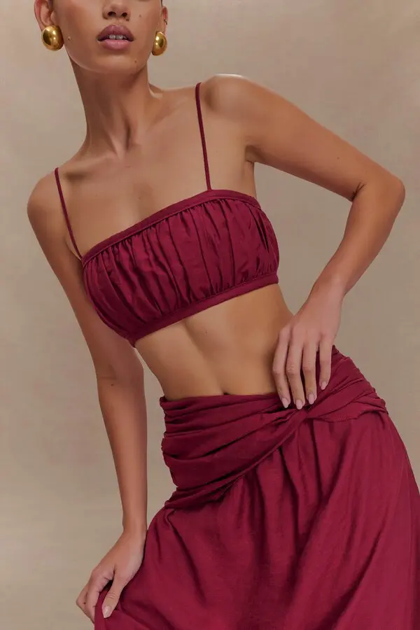 Meshki Scottie Shirred Linen Bandeau