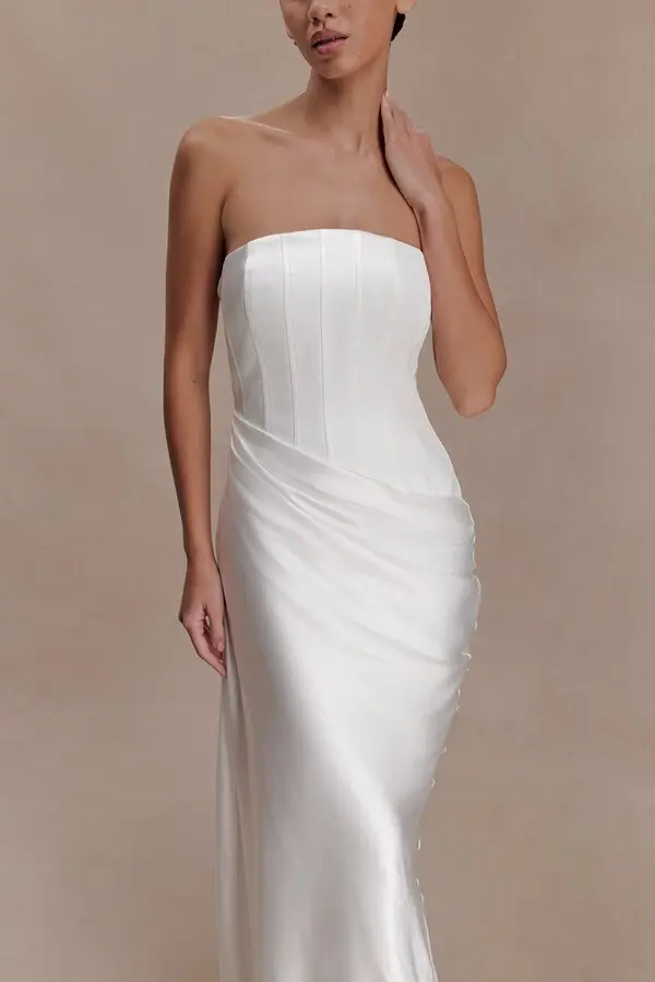 Meshki Grace Strapless Draped Waist Maxi Dress