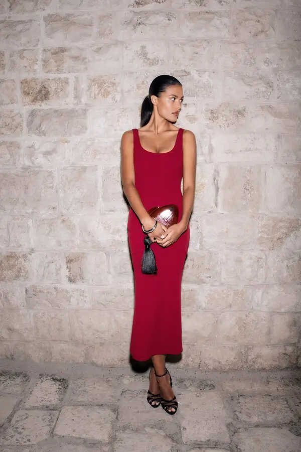 Meshki Allyra Scoop Stretch Crepe Midi Dress