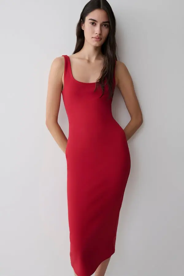 Meshki Allyra Scoop Stretch Crepe Midi Dress