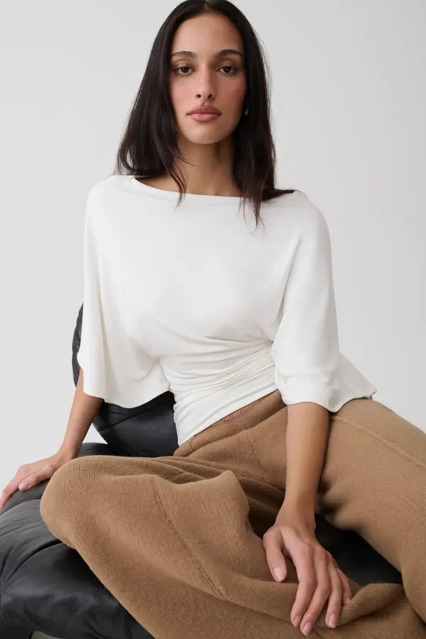 Meshki Sila Modal Batwing Short Sleeve Top