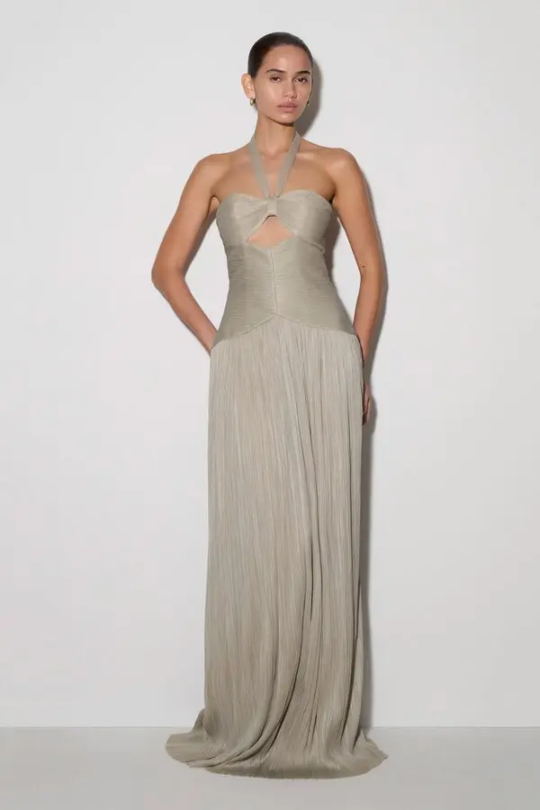 Meshki Juliette Pleated Chiffon Maxi Dress