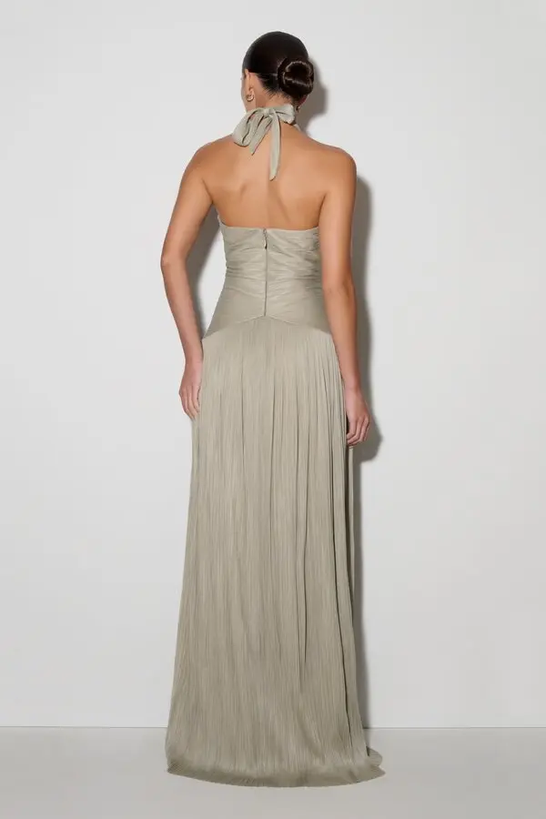 Meshki Juliette Pleated Chiffon Maxi Dress
