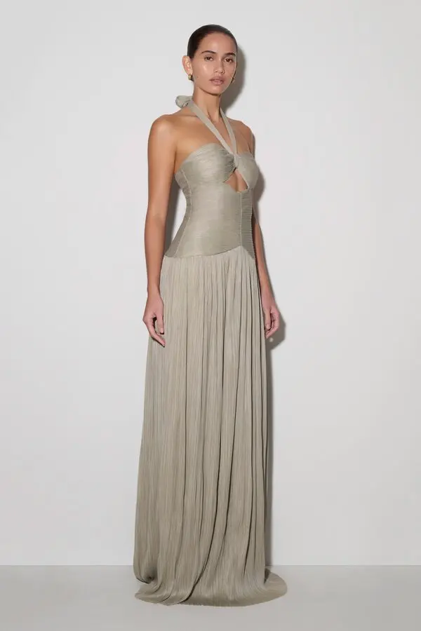 Meshki Juliette Pleated Chiffon Maxi Dress