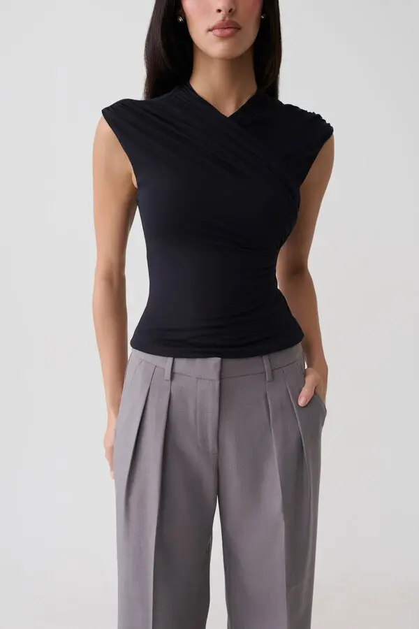 Meshki Kilo Crossover Jersey Top - Black