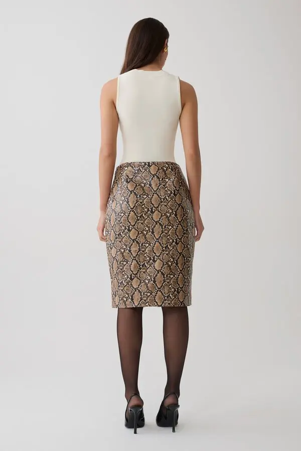 Meshki Alexis Faux Leather Midi Skirt