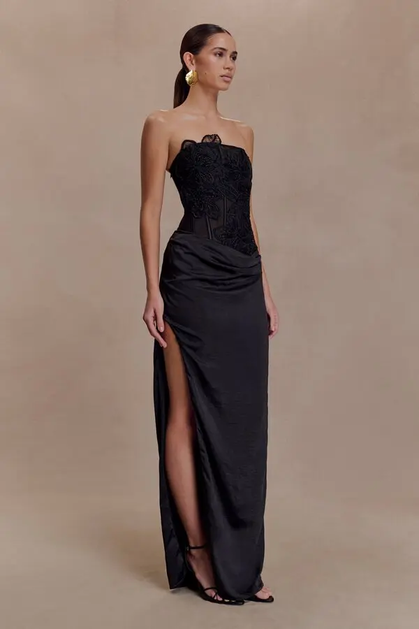Meshki Asha Floral Mesh And Satin Maxi Dress