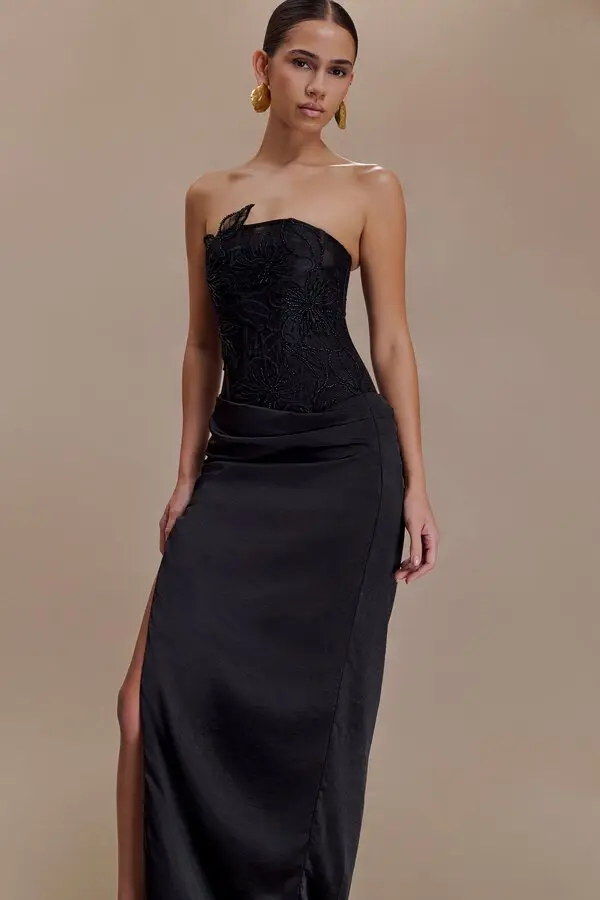 Meshki Asha Floral Mesh And Satin Maxi Dress