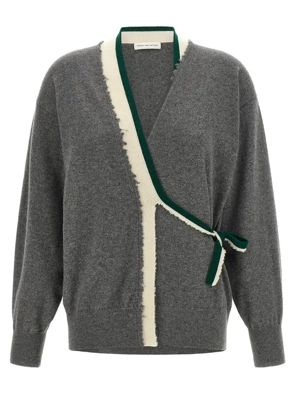 Dries Van Noten Toma' Sweater With Crossed Closure - Gray