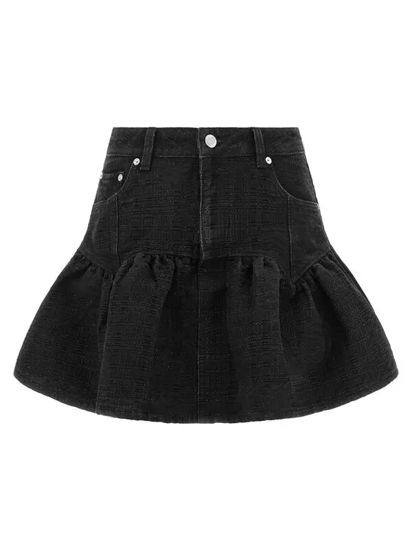 GANNI Lurex Denim Skirt - Black
