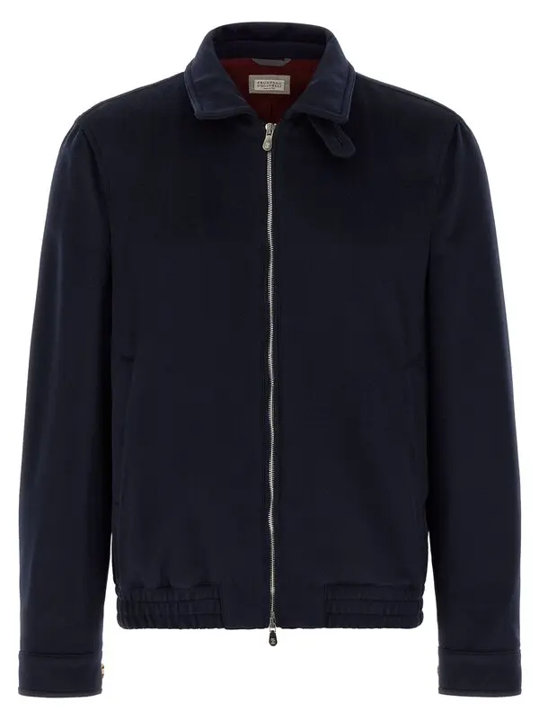 Brunello Cucinelli Wool Bomber Beaver - Blue