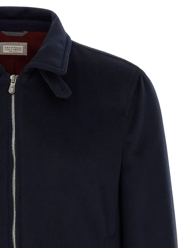 Brunello Cucinelli Wool Bomber Beaver - Blue