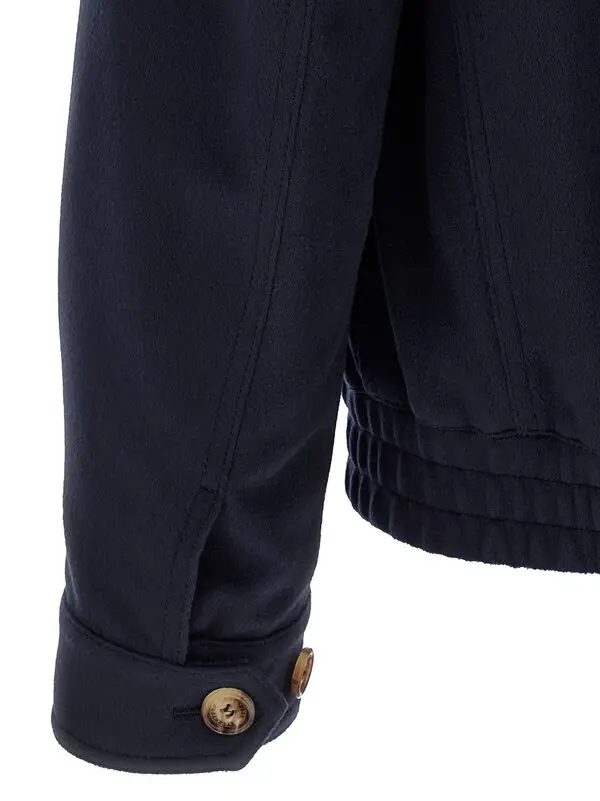 Brunello Cucinelli Wool Bomber Beaver - Blue