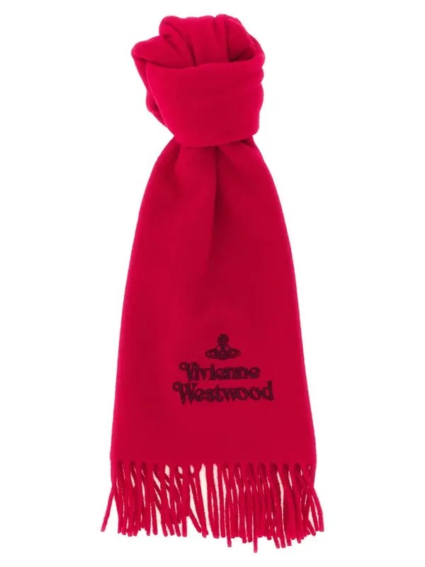 VIVIENNE WESTWOOD Scarf With Embroidered Logo - Red