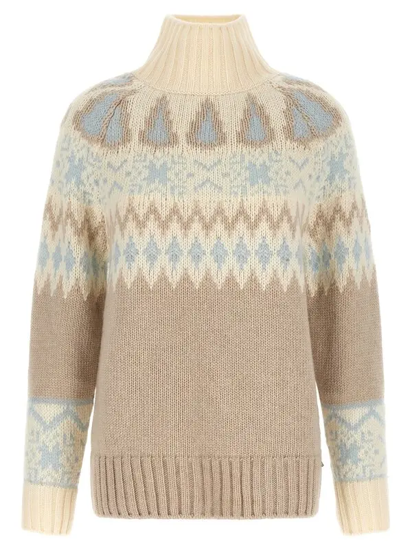Herno Wool And Cashmere Sweater With Intarsia - Cream