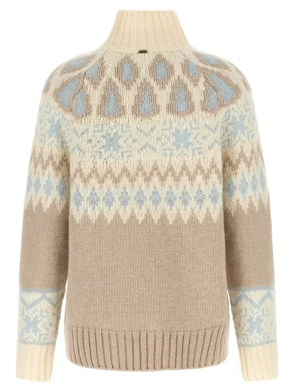 Herno Wool And Cashmere Sweater With Intarsia - Cream