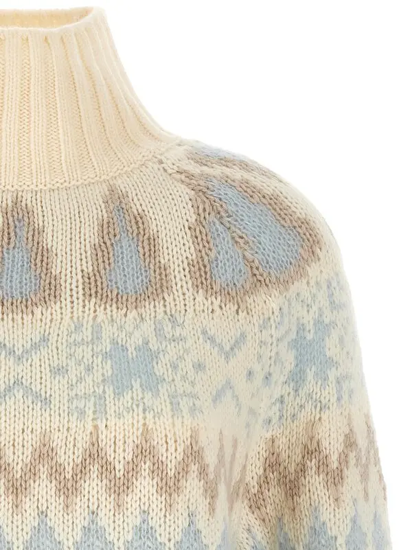 Herno Wool And Cashmere Sweater With Intarsia - Cream