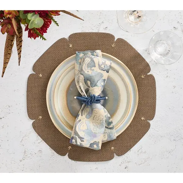 KIM SEYBERT Linen Giverny Printed Napkin - Blue/gray