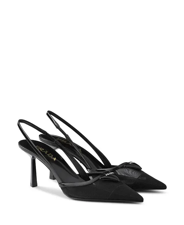 Prada Mesh Fabric Slingback Pumps