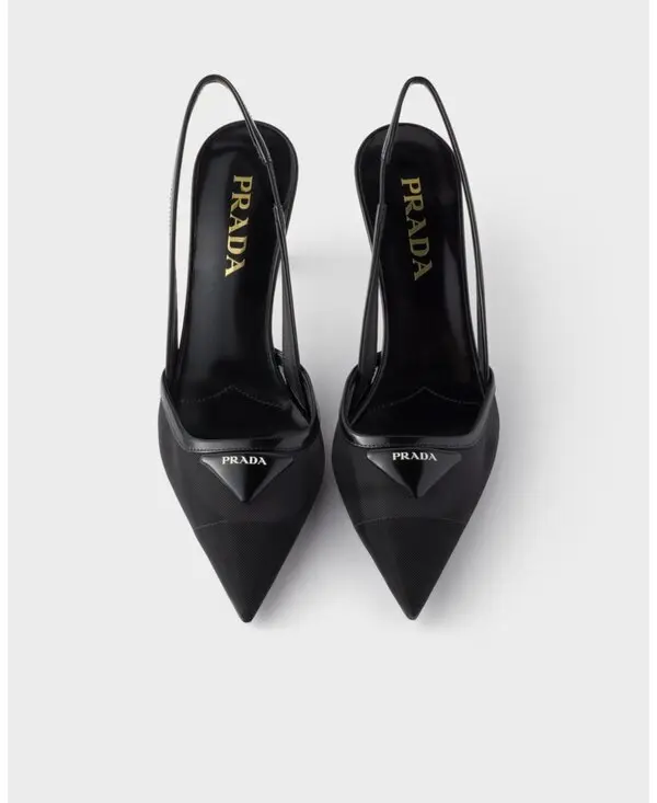 Prada Mesh Fabric Slingback Pumps