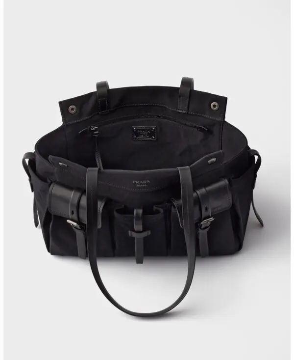 Prada Route Large Canvas And Leather Tote Bag