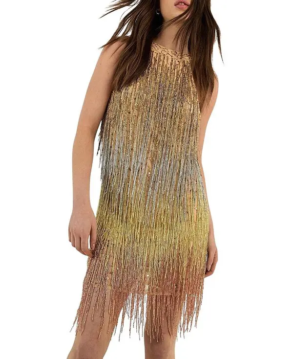 Nasty Gal Ombre Beaded Tassel Mini Dress