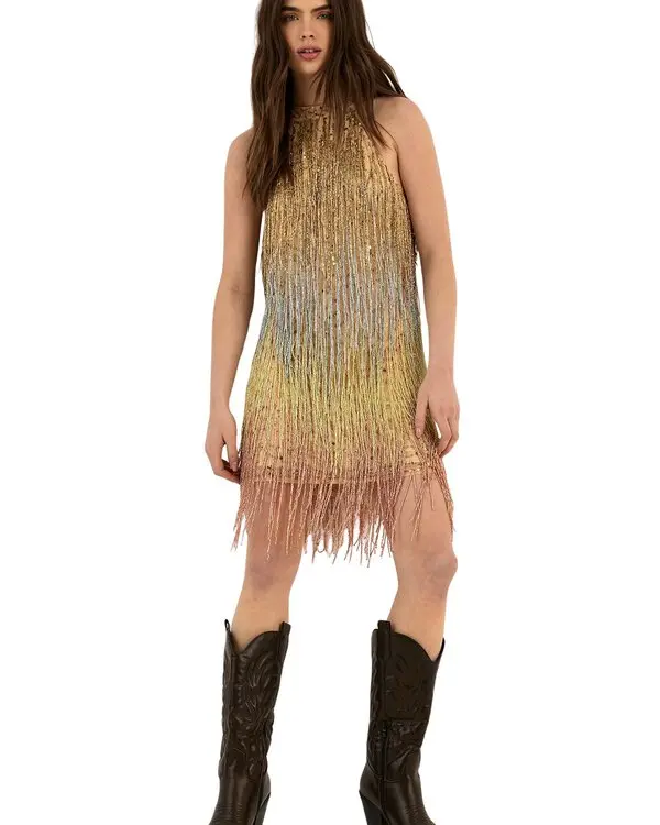 Nasty Gal Ombre Beaded Tassel Mini Dress