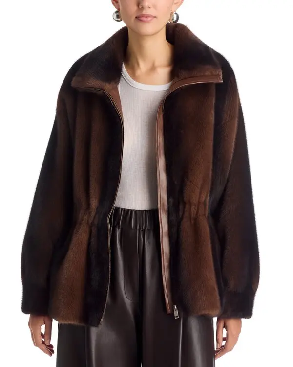 DUCIE Kai Faux Fur Zip Front Jacket