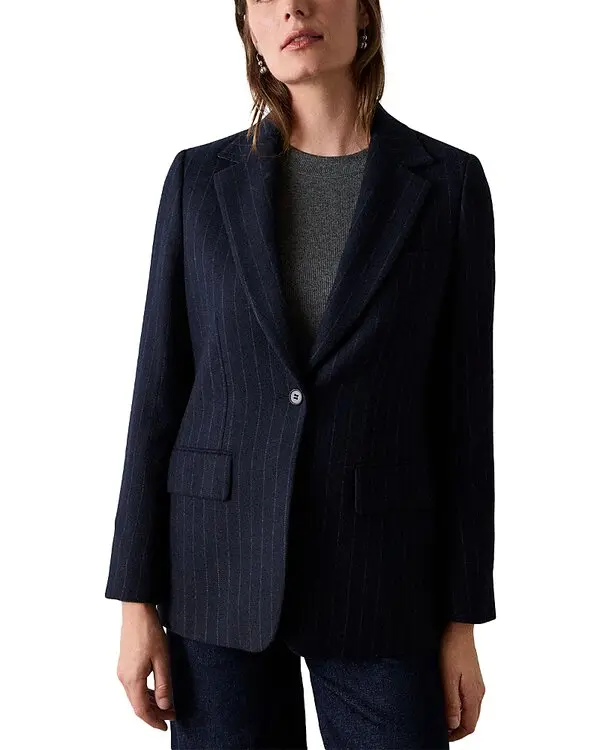 Whistles Pinstriped One Button Blazer