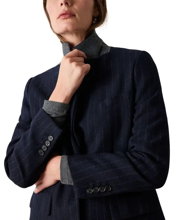 Whistles Pinstriped One Button Blazer
