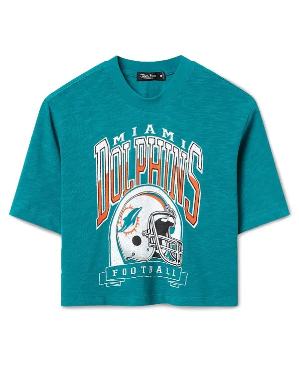 Junk Food Clothing Miami Dolphins Helmet Mock Neck Crop Tee