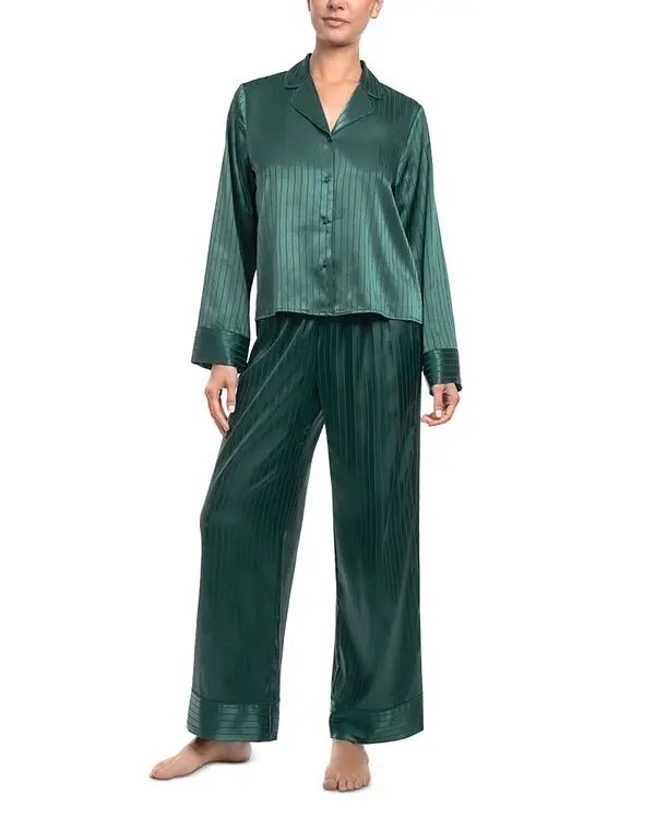 IN BLOOM BY JONQUIL Stretch Satin Long Sleeve Pajama Set - Juniper