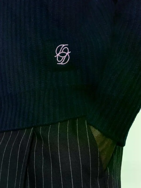 Drole De Monsieur Striped-collar Quarter-zip Sweater