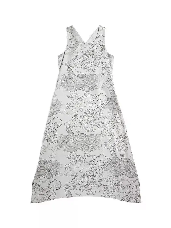 FUTURE CLASSICS Aop Drape Asymmetric Flared Midi Dress
