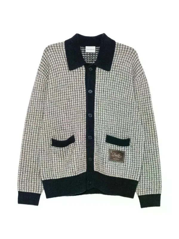 Drole De Monsieur Waffle-knit Logo-patch Cardigan