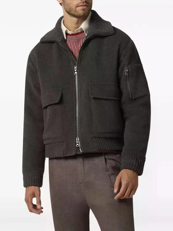 Paul & Shark Ribbed-collar Wool-blend Jacket - Brown