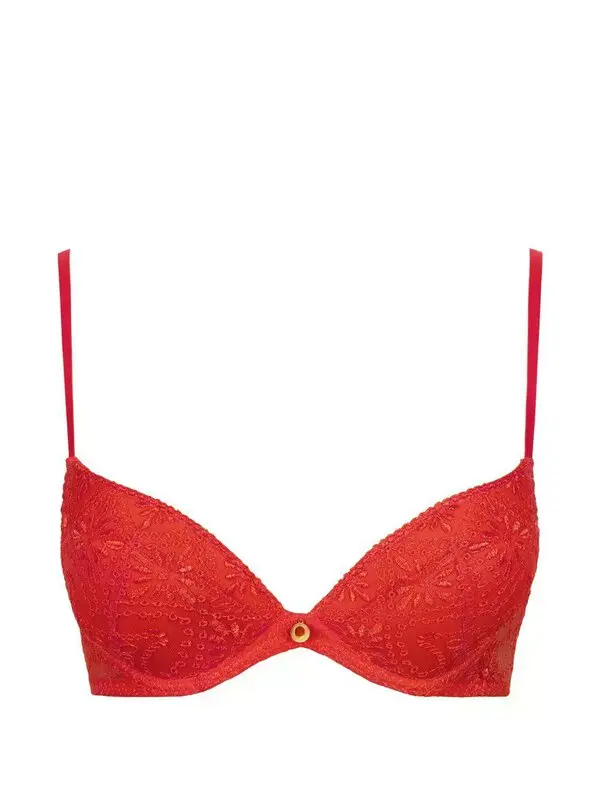 AUBADE Losing My Mind Embroidered Push-up Bra - Red