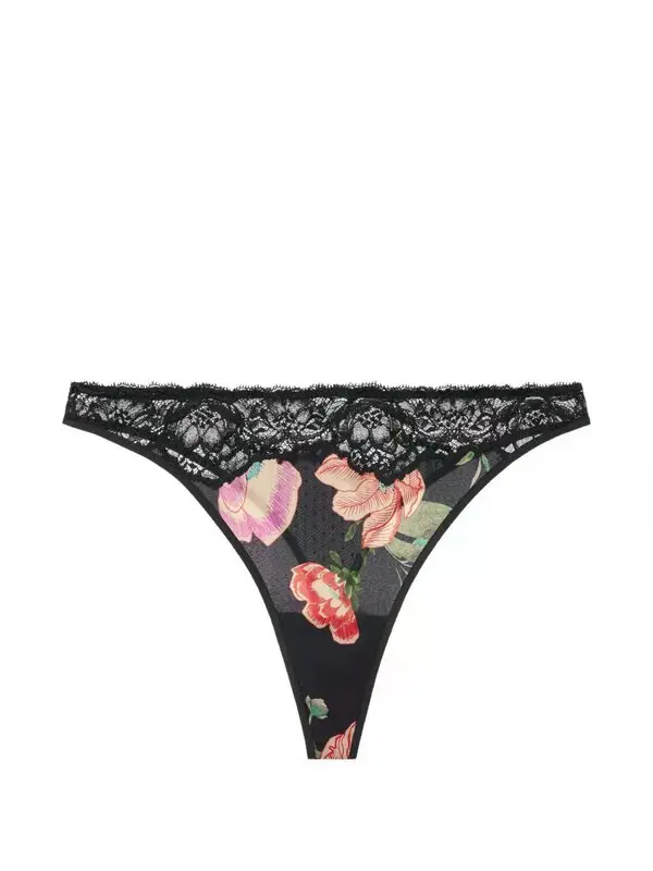 AUBADE Sweetfolk Floral-print Lace-trim Thong