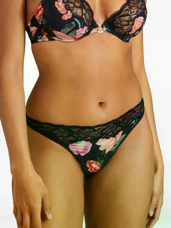 AUBADE Sweetfolk Floral-print Lace-trim Thong