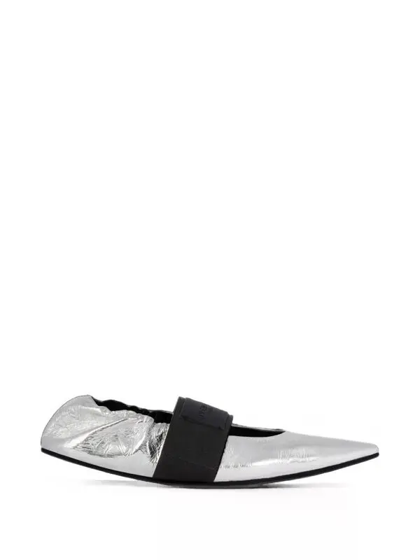 Givenchy Crush Ballerinas In Wrinkled-effect Metallic Leather - Silver