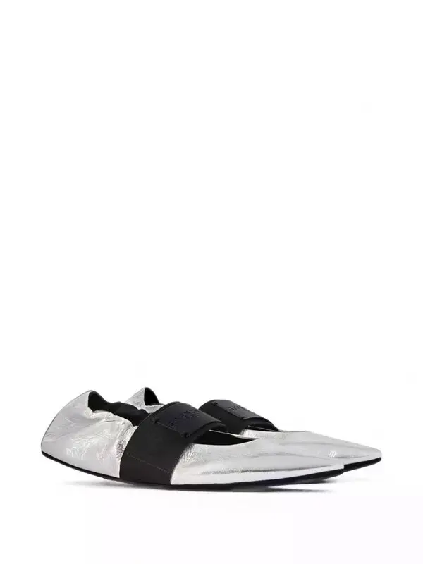 Givenchy Crush Ballerinas In Wrinkled-effect Metallic Leather - Silver