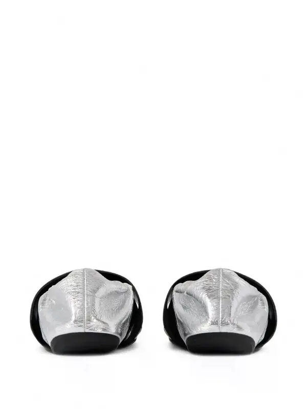 Givenchy Crush Ballerinas In Wrinkled-effect Metallic Leather - Silver