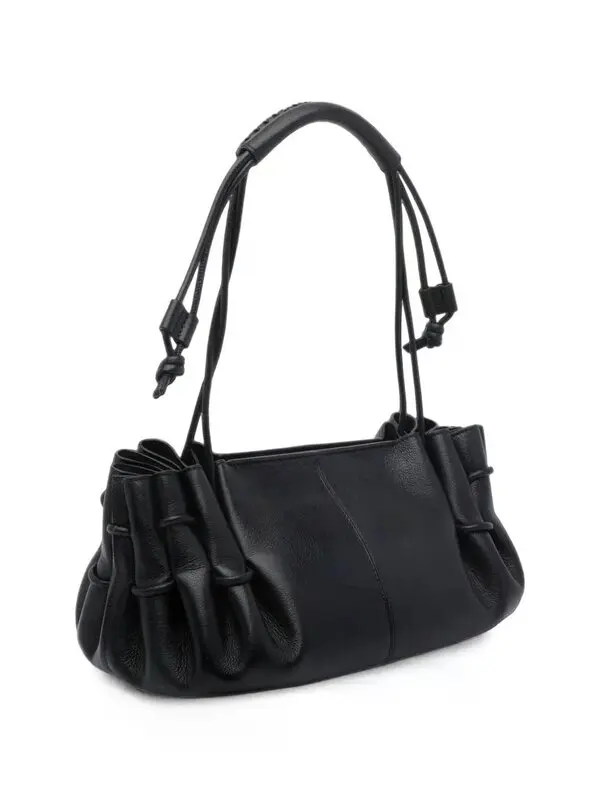 Hereu Arta Ruched Leather Shoulder Bag - Black
