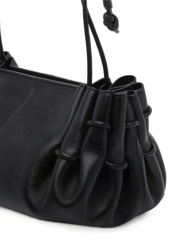Hereu Arta Ruched Leather Shoulder Bag - Black