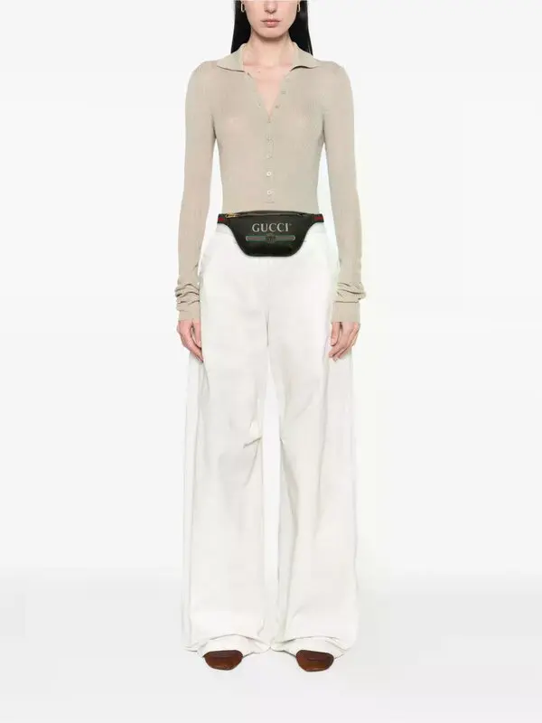 Gucci 2000-2015 Small Grained Calfskin Web Logo Belt Bag